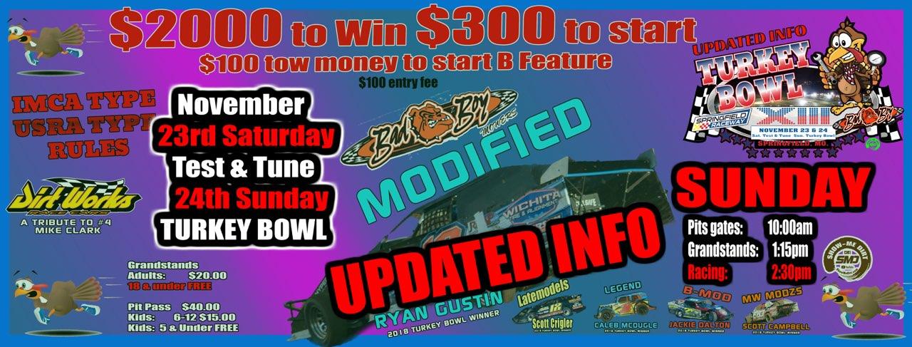 Springfield Raceway - Springfield Turkey Bowl moves to Sunday